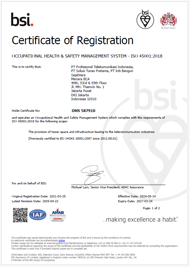 Certification | PT Sarana Menara Nusantara